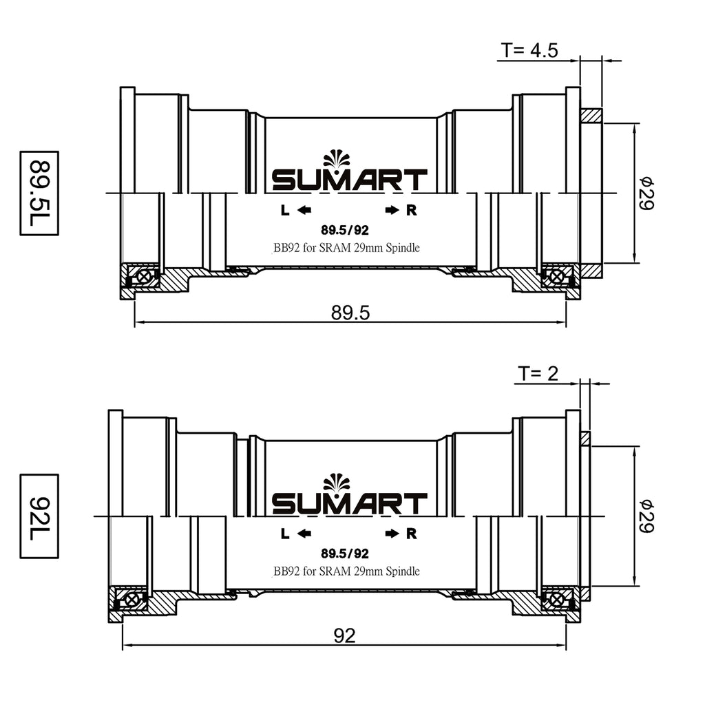 Soportes Inferiores Para Cuadro Sram Dub Bb/Bb92/Mtb - Pf Bb92/89.5 BS ...
